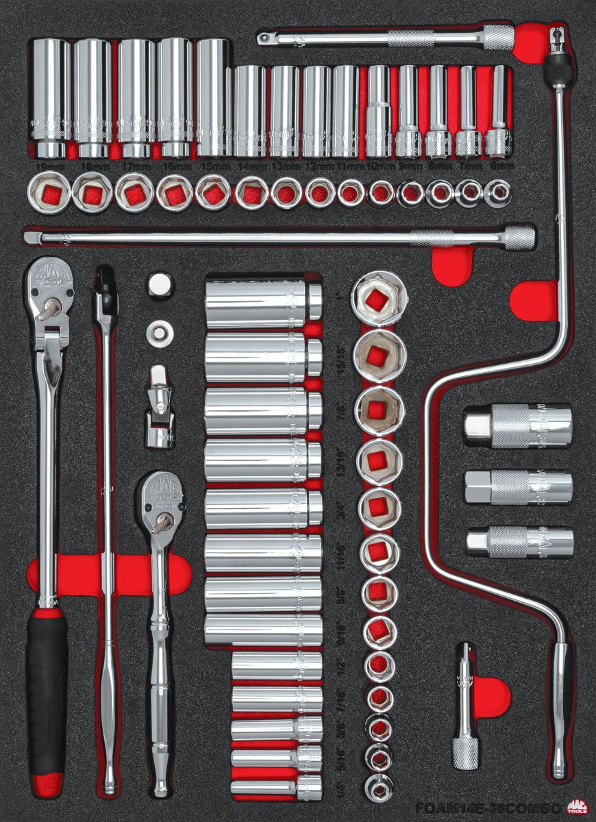 3/8” Drive Combo Socket Modular Foam Insert | macfoamshop.com